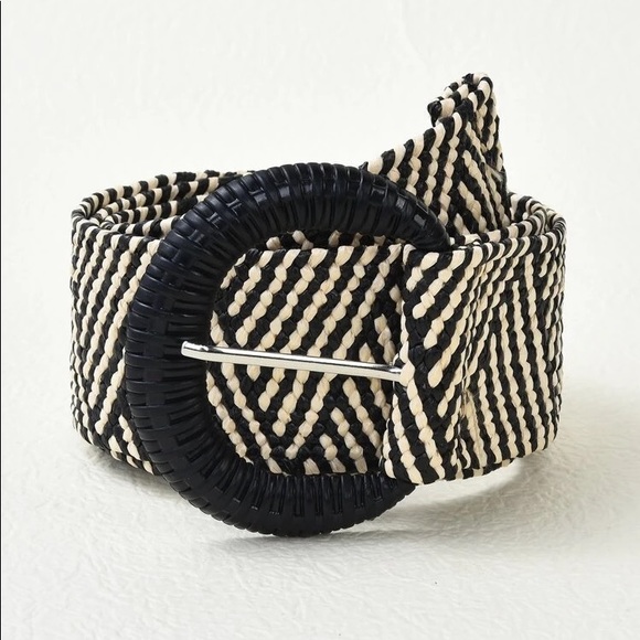 boutique | Accessories | Rattan Woven Belt Black Cream Design Style ...
